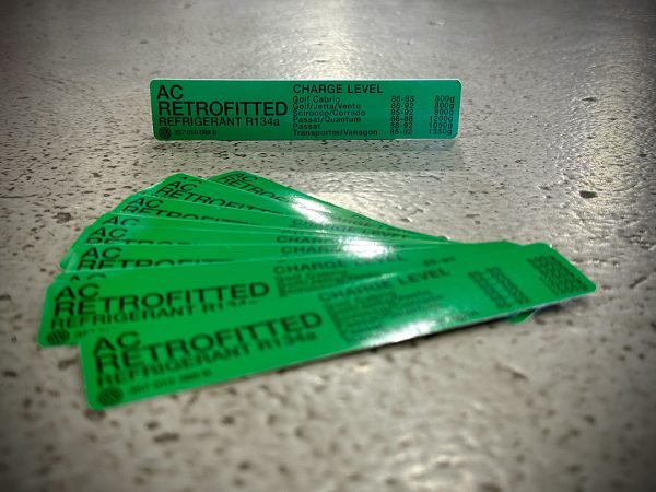 Scirocco A/C Retrofit Decals R12 to R134a - West Coast RoccosWest Coast ...